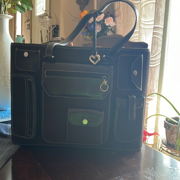 Brighton | Bags | Brighton Black Canvasleather Trim Laptop Travel Tote ...